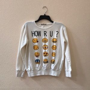 Shana | Sweaters | Shana Quirky White Emoji Sweater | Poshmark